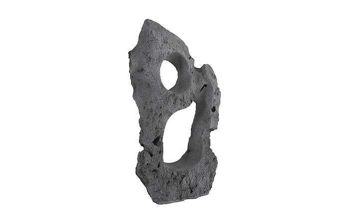 Colossal Cast Stone Sculpture, Two Holes, Charcoal Stone - deprale.com